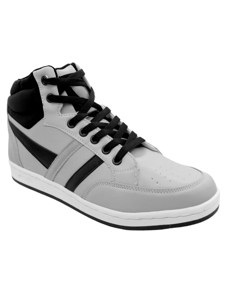 Tenis botín Exterior Piel vegana Color Gris Con Negro Para Hombre De ...